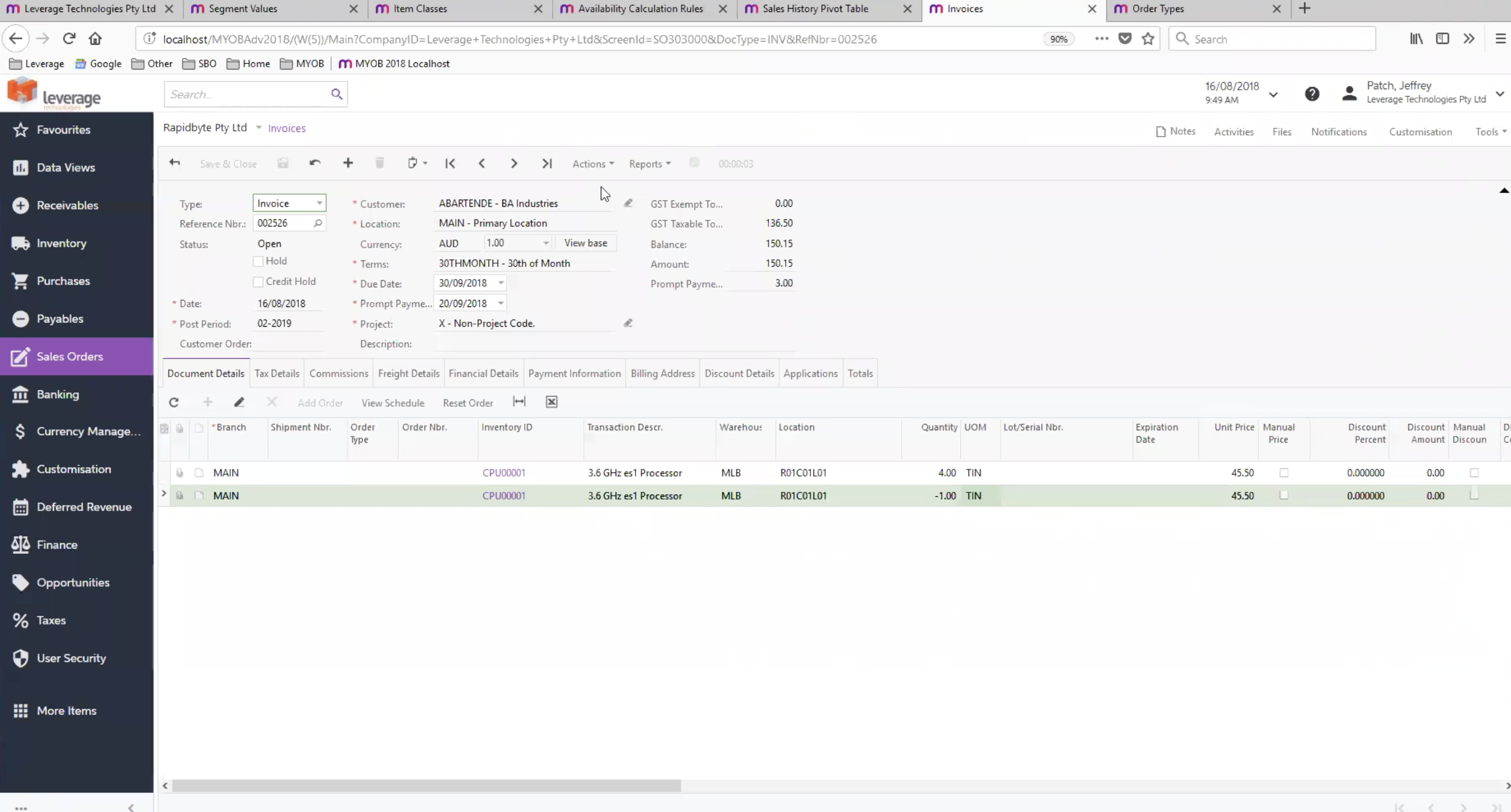 Discover the Distribution Module in MYOB Advanced